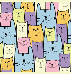 Cute cats colorful seamless pattern background Vector Image