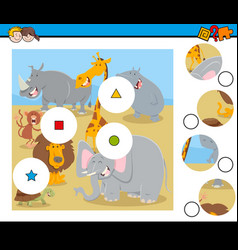 Match pieces puzzle with sea animals group Vector Image