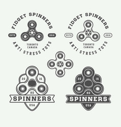 Set of vintage fidget spinners logos emblems Vector Image