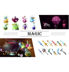 Cartoon game magic elements website template Vector Image