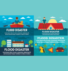 Flood concept banner flat style Royalty Free Vector Image