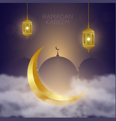 Ramadan kareem glow arabic lantern Royalty Free Vector Image