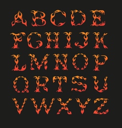 Tattoo fire font flame alphabet fiery letters Vector Image