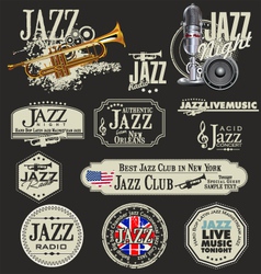 Jazz music stamps and labels Royalty Free Vector Image