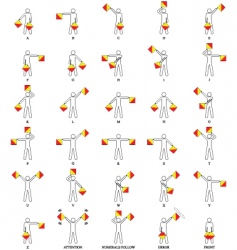 Semaphore flag signals alphabet and numbers Vector Image