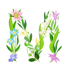 Capital alphabetical character with hibiscus Vector Image