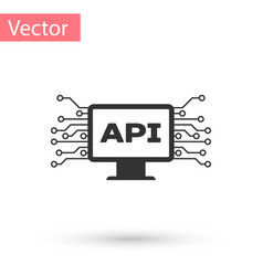 Grey computer api interface icon isolated on white