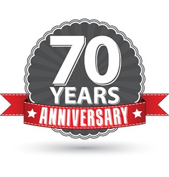 Happy birthday 70 years retro label with red Vector Image