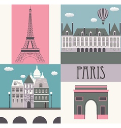 Set of images of various attractions Paris Vector Image