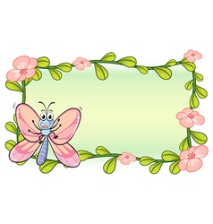 A butterfly and flower frame Royalty Free Vector Image