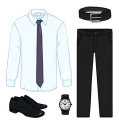 Cartoon set men business clothes Royalty Free Vector Image