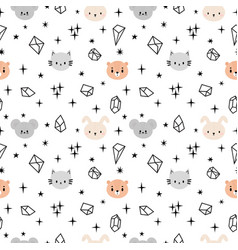 Cute seamless pattern with hand drawn animals Vector Image