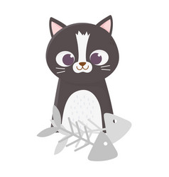 Cats and fishbone pattern Royalty Free Vector Image