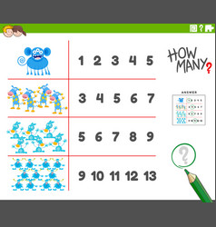 Counting task with robots cartoon Royalty Free Vector Image