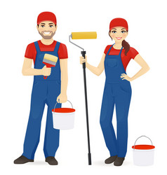 Two young workers Royalty Free Vector Image - VectorStock