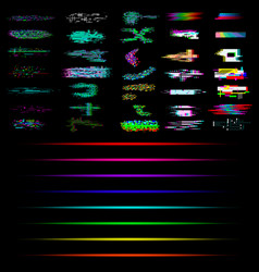 Glitch elements set computer screen error Vector Image