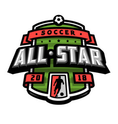 All stars soccer logo emblem Royalty Free Vector Image