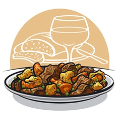 Beef stew dish Royalty Free Vector Image - VectorStock
