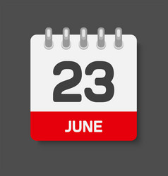 Icon day date 23 june template calendar page Vector Image