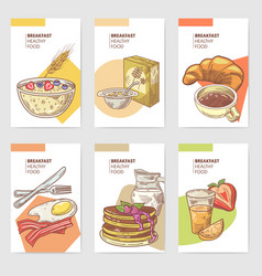 Healthy breakfast hand drawn design with pancakes Vector Image