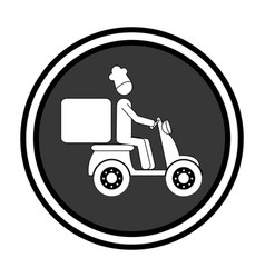 Road sign with delivery man in bike Royalty Free Vector