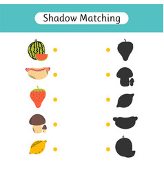 Shadow matching game for kids worksheets Vector Image