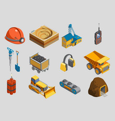 Mining industry elements set Royalty Free Vector Image