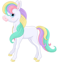 Rainbow pony rearing up Royalty Free Vector Image