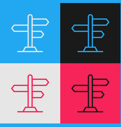 Pop art line road traffic sign signpost icon Vector Image