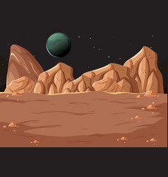 Cartoon space landscape cosmic planet surface Vector Image