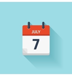 July 7 flat daily calendar icon Date and Vector Image