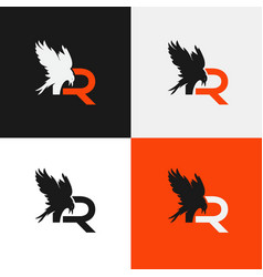 Elegant reven bird icon logo luxury alphabet Vector Image
