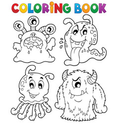 Coloring book monsters theme set 1 Royalty Free Vector Image