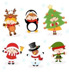 Cute kids wearing christmas costumes Royalty Free Vector