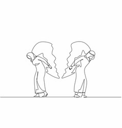 Single one line drawing broken heart carried Vector Image