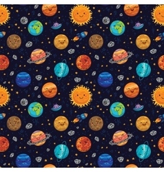 Seamless space pattern background with planets Vector Image