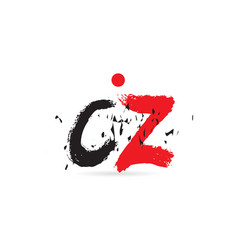 Grunge white red black alphabet letter c logo Vector Image