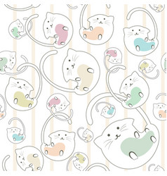 Cats line art pattern Royalty Free Vector Image