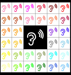 Human ear sign black dotted icon on white Vector Image