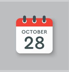 Calendar icon day 28 october template icon date Vector Image