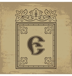 Vintage floral alphabet letter e Royalty Free Vector Image
