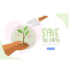 Biodiversity green poster hands hugging earth Vector Image