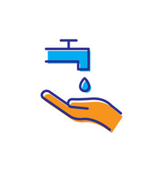 Hand flat icon with water drop washing hands Vector Image