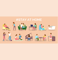 Self isolation stay at home concept people Vector Image