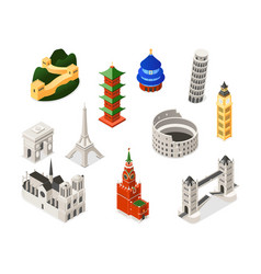 World landmarks eiffel tower statue of liberty Vector Image