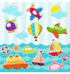 Frame with colorful transport icons Royalty Free Vector