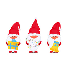 Christmas gnomes set for new year holidays Vector Image