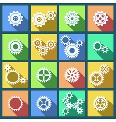 Mechanical cogs icons working together Royalty Free Vector