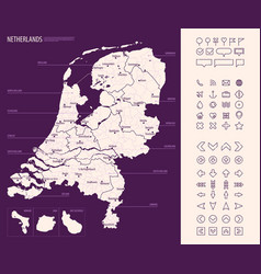 Detailed location map of the netherlands Vector Image