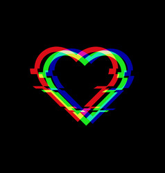 Glitched symbol heart in glitch style Royalty Free Vector